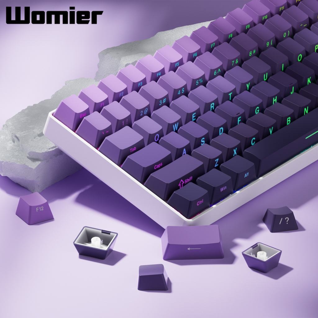 WOMIER 136 Keys Double Shot PBT Keycaps Gradient Side Print Shine ...