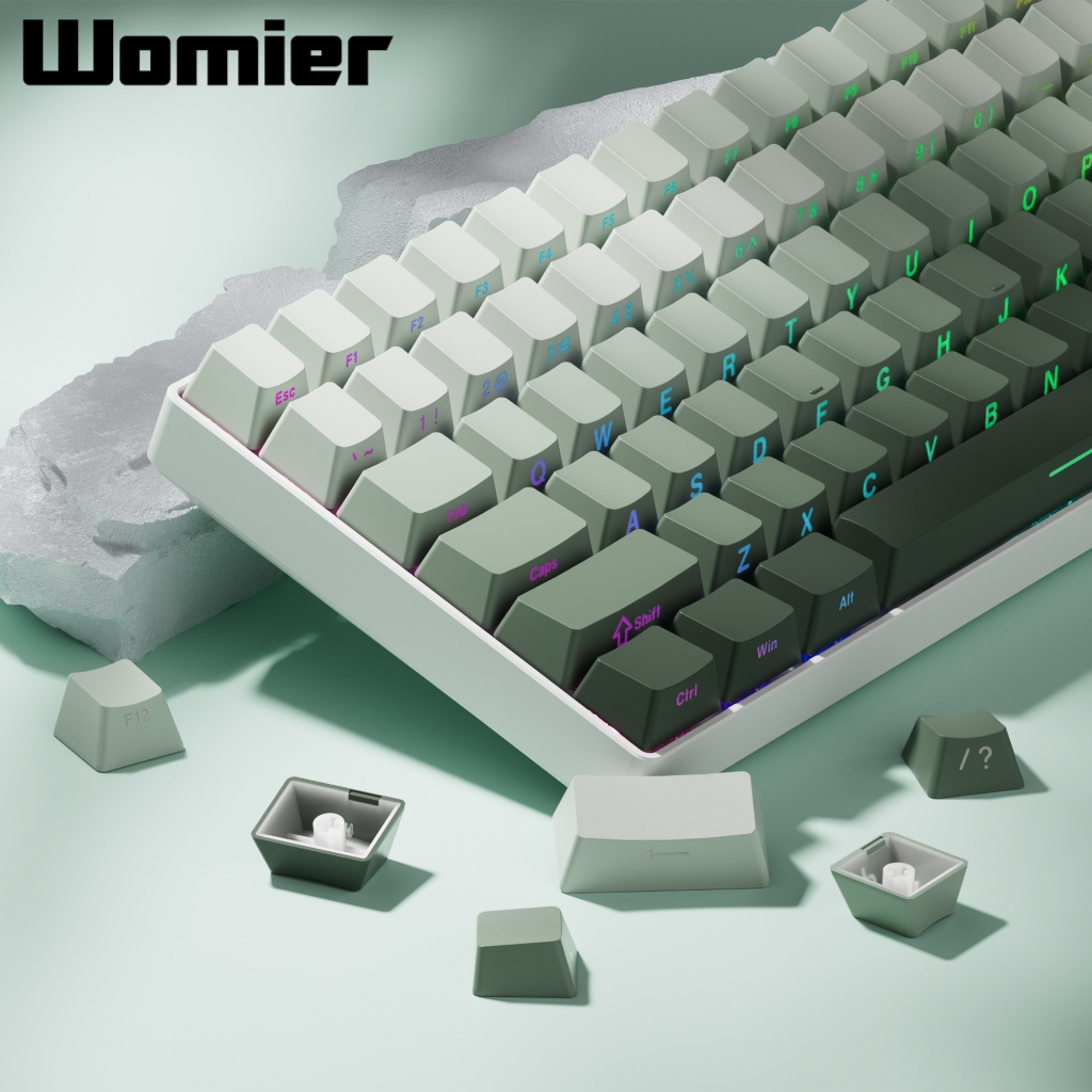 WOMIER 136 Keys Double Shot Keycaps Side-printed PBT Custom Keyboard ...