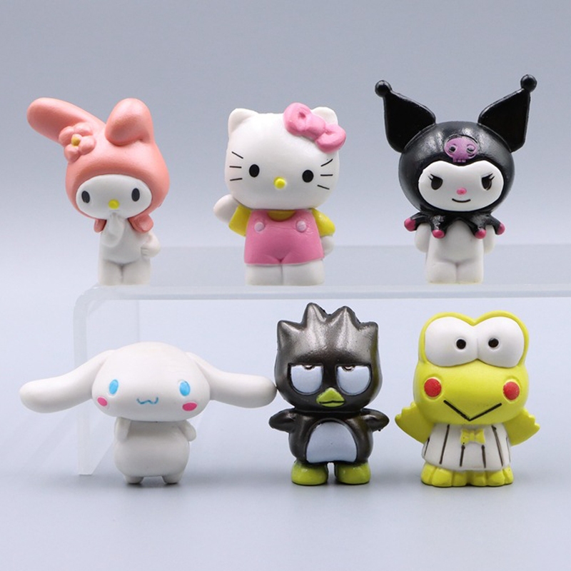 6Pcs/Set Sanrio Anime Figure Kuromi Hello Kitty My Melody Cinnamoroll ...