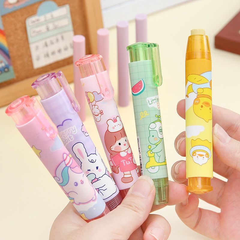 Cartoon Cartoon Eraser Push Type Eraser Creative Cute Eraser Set Clean ...