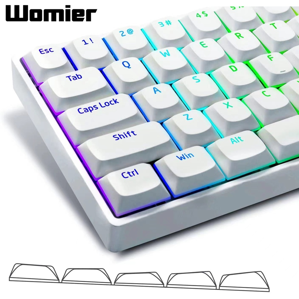 WOMIER Low key cap 117 keys - custom cap, Horizon keyboard cap for 60% 65% 75% Cherry Gateron MX ...