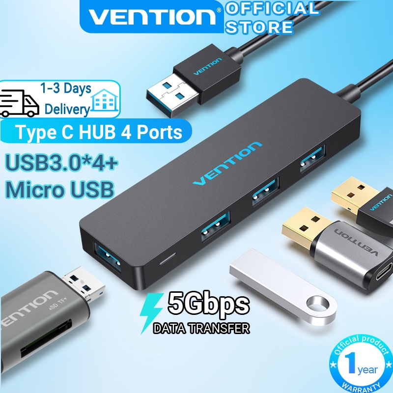 Vention USB 3.0 A Hub 4 Port High Speed USB Splitter Portable USB HUB ...