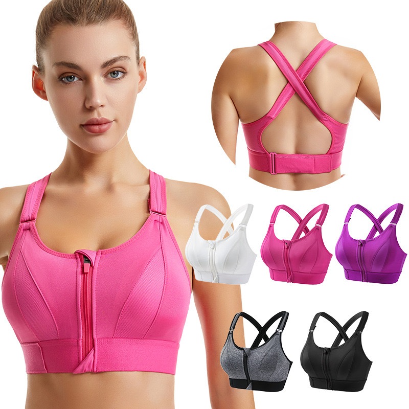 Plus size Sports bra S-5XL Shock-proof high-strength wireless yoga sexy vest front zipper Bra ...