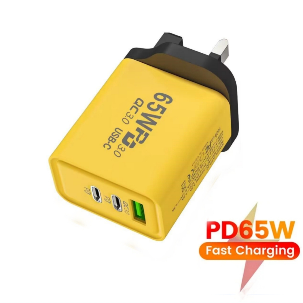 PD 65W USB C Charger 3 Ports Regular Charging Type C Charger Phone ...