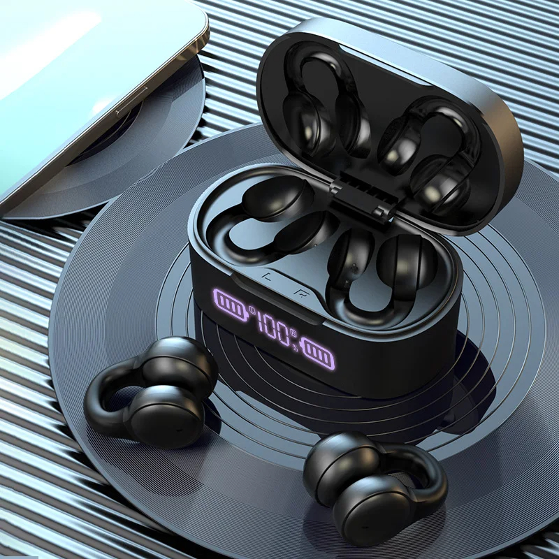 TWS Clip-on Bluetooth Earphones Bone Conduction Open Ear Earbuds Sports ...