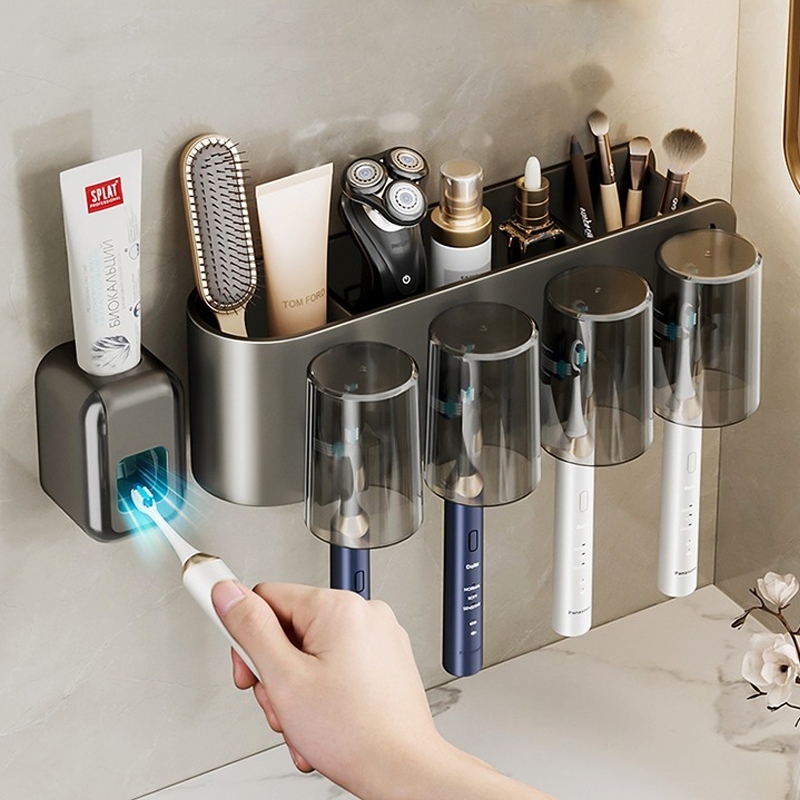 YUN JIE YA Grey Detachable Bathroom Shelf Toothpaste Holder/Toothbrush ...