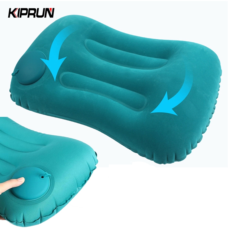 KIPRUN Air Inflatable Neck Pillow Press Type PVC Travel Pillow Portable ...