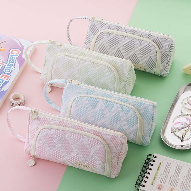 Penlab Angoo Simple Stripe Pencil Case Pen Bag Front Open Side Handle ...