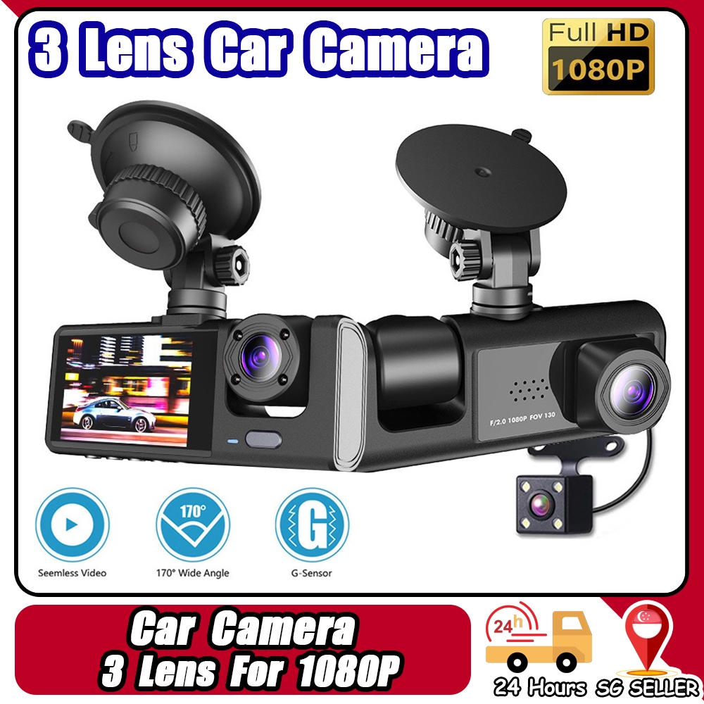 🇸🇬 ReadyStock - 3 Lens Car camera cam Recorder 1080P DVR Dash Camera ...