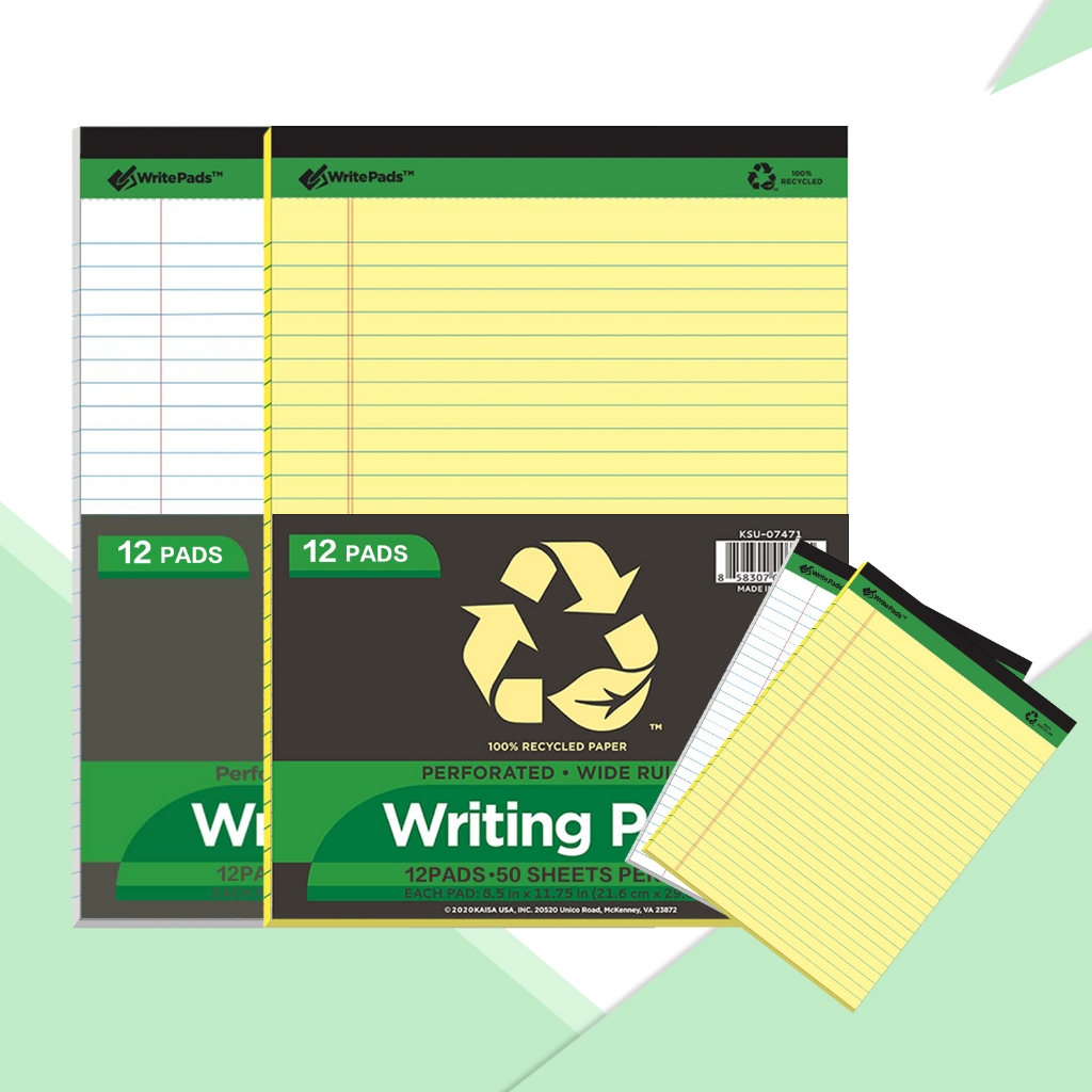 LegWriting Pads Recycled Paper A4 Size Wide Ruled Perforated 50 sheets ...