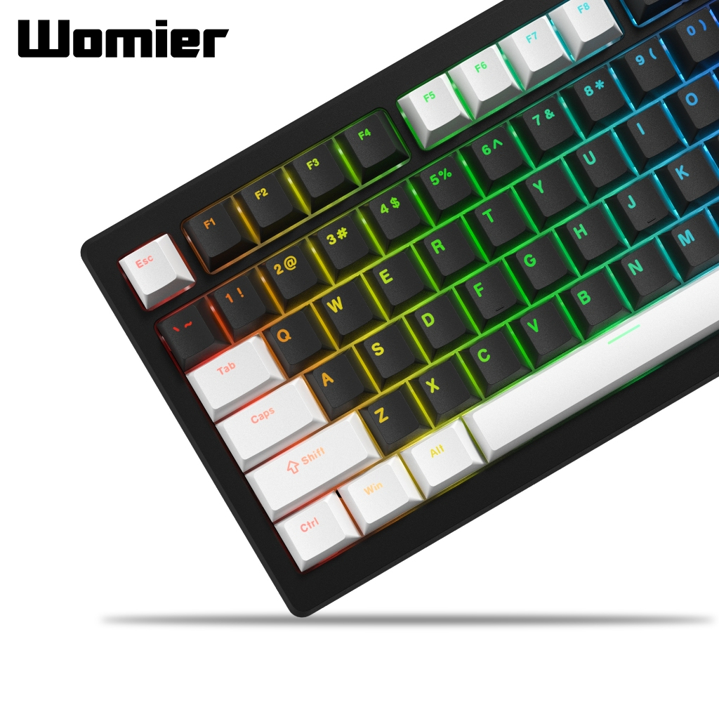 WOMIER RGB Backlit Keycap Shine-through 124 Keys Cherry Profile Keycap ...