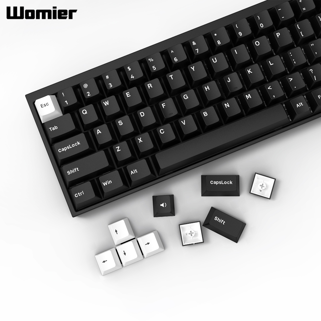 WOMIER 168 Keys Double Shot PBT Keycaps WOB BOW Key Cap Classic Cherry ...