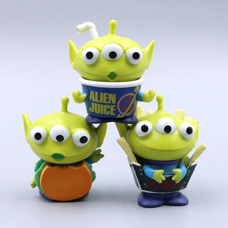 3Pcs/Set 4.4cm Disney Anime Cartoon Toy Story Figure Aliens Hamburger ...