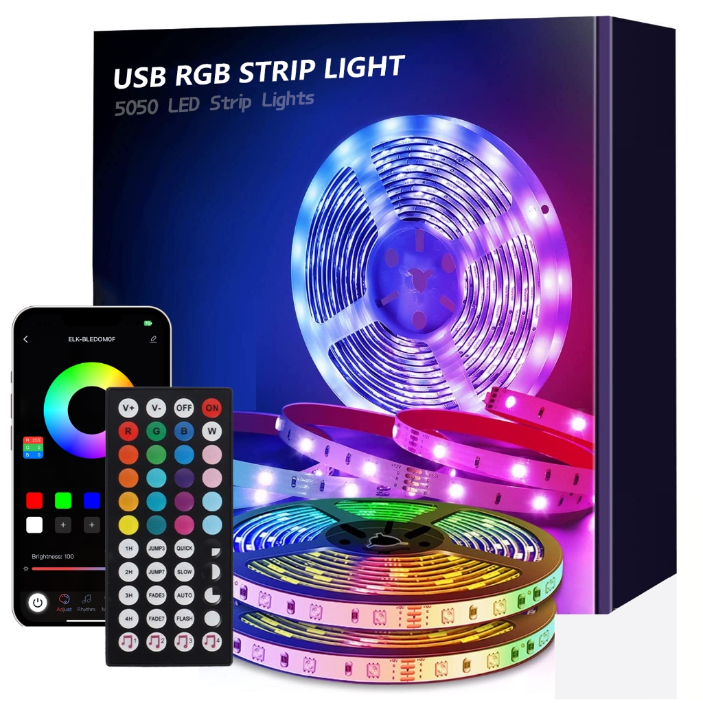 Strip Light 1-20M LED 5050 USB 5V RGB Color Changing TV Home Room ...