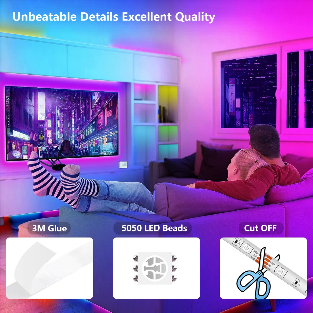 1M-20M Bluetooth LED Strip 5050 IP20 RGB Strip LED Light Flexible ...