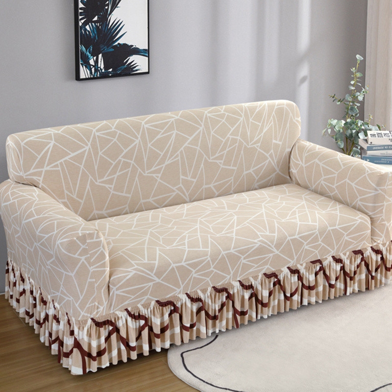 1pcs Stretch Print Sofa Cover With Skirt Elastic Sofa Armchair Cover 1 ...