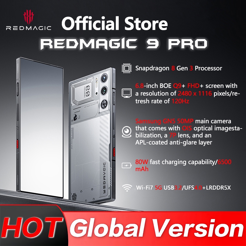RedMagic 9 Pro Global Version 5G Phone 6.8" Q9+ Full Flat FHD+ Gaming ...