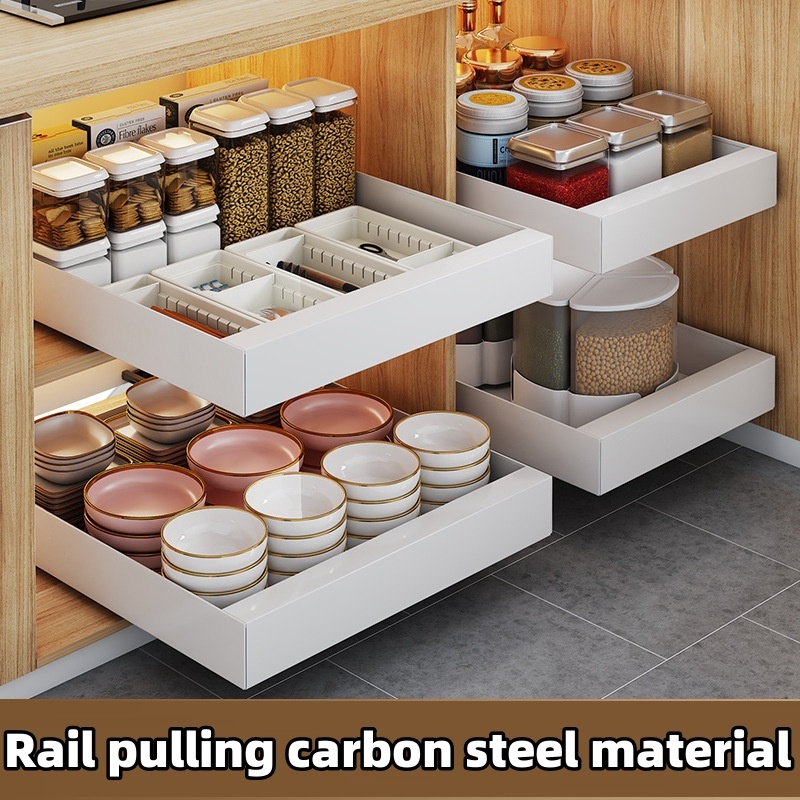 Pullable storage rack kitchen storage cabinet multifunctional pull-out ...