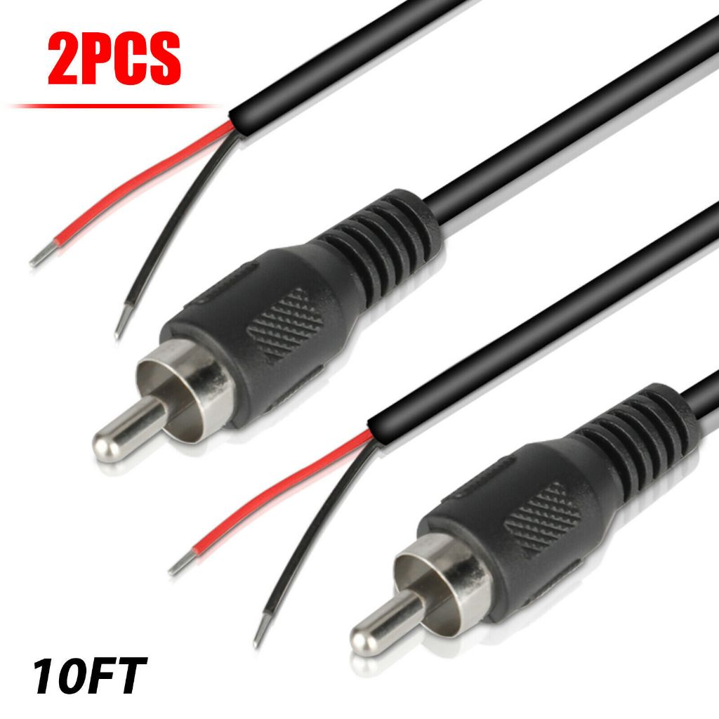 New 2pcs 1m RCA Male Plug to Bare Wire Audio Speaker Subwoofer HDTV ...