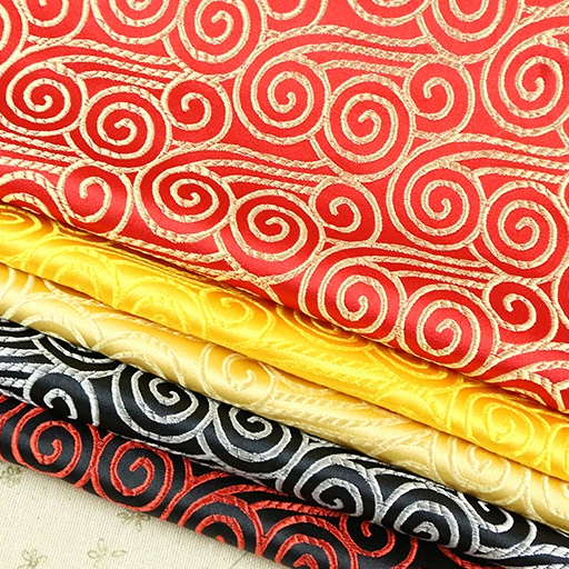 Auspicious cloud pattern brocade satin fabric decorative jacquard silk ...
