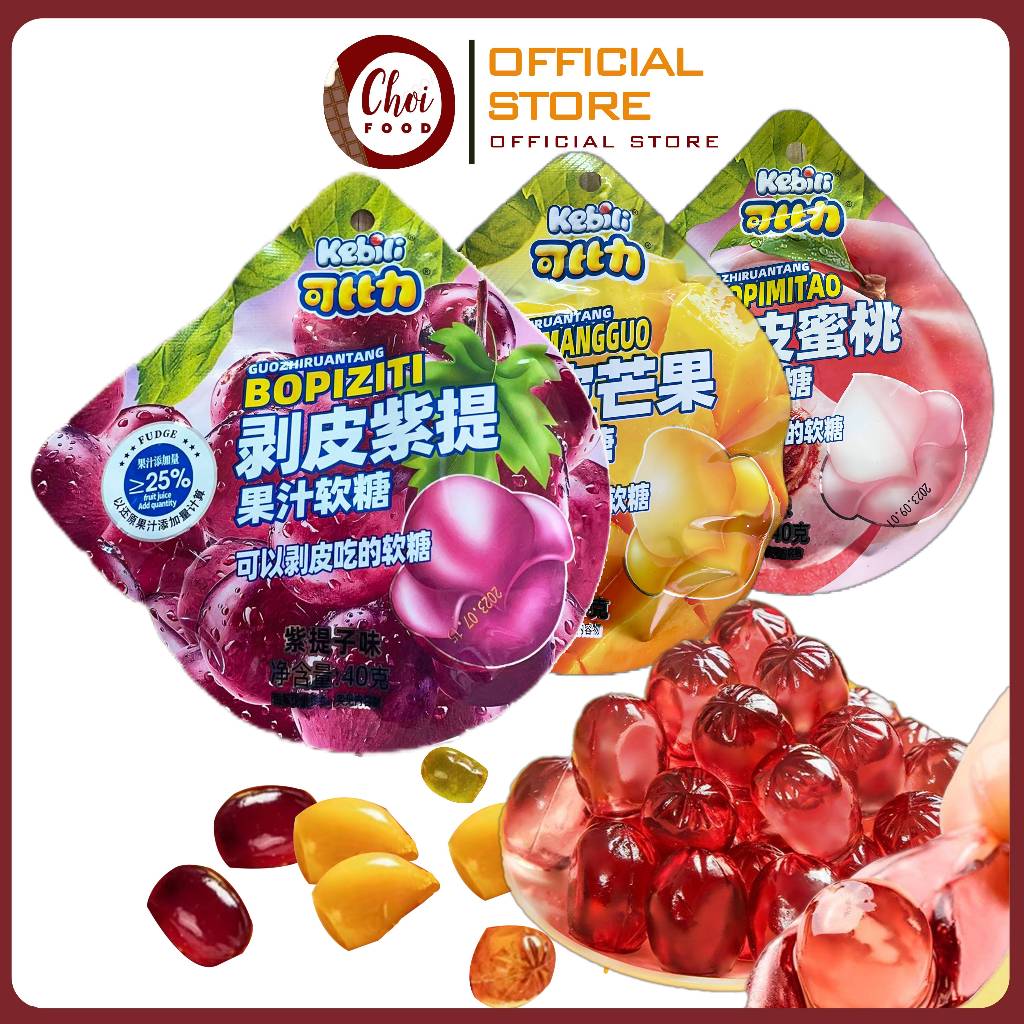 Peeled Gummy 剥皮软糖 Raisin Candy Peach Gula gula Mango 40g / 108g ...