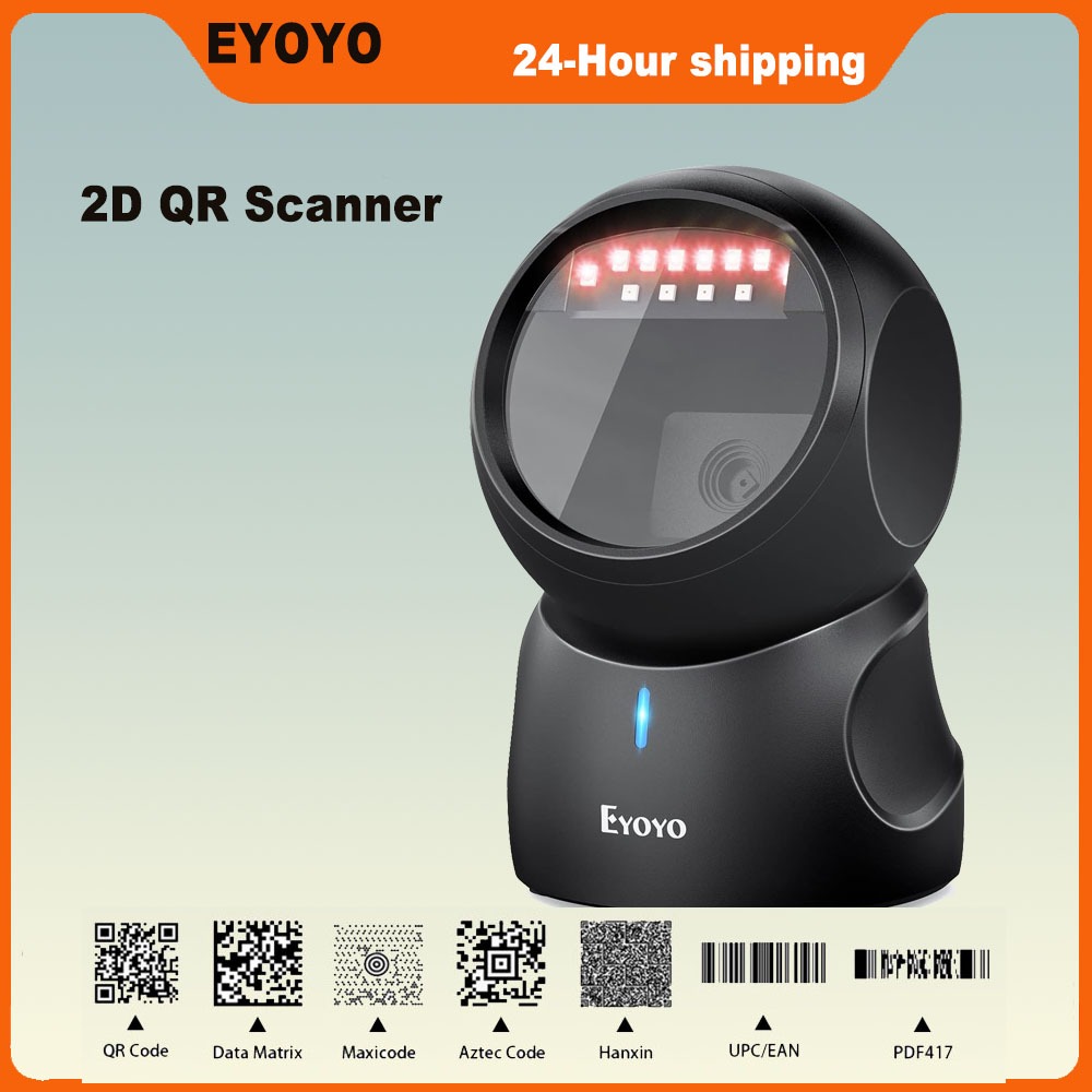 Eyoyo 2d Qr Desktop Barcode Scanner With Automatic Sensing Scanning Omnidirectional Hands Free
