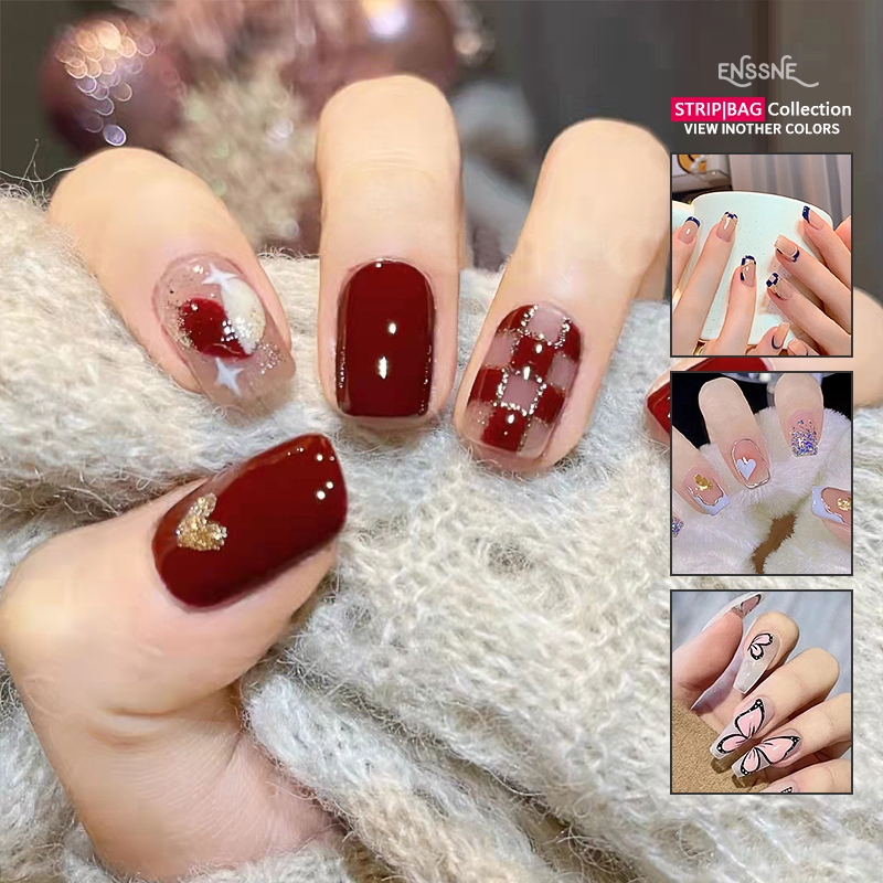 Press On Nails ( with Glue Nail Sticker ) 24pcs Fashion Nails Long ...