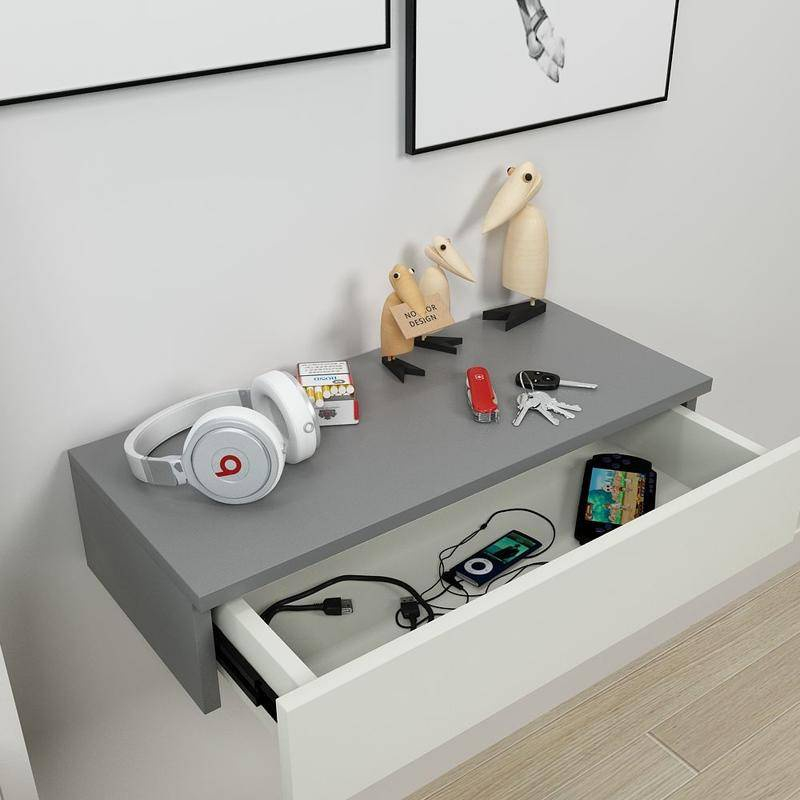 Simple Wall-Mounted Bedside Table Small Apartment Wall Cabinet Bedroom ...
