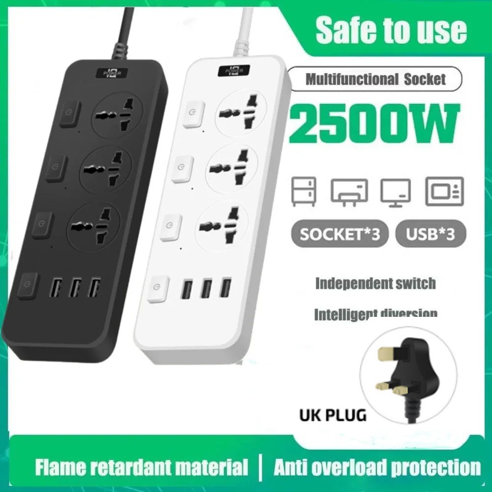 Universal Outlet Power Strip Multiprise Home Extension Electrical ...