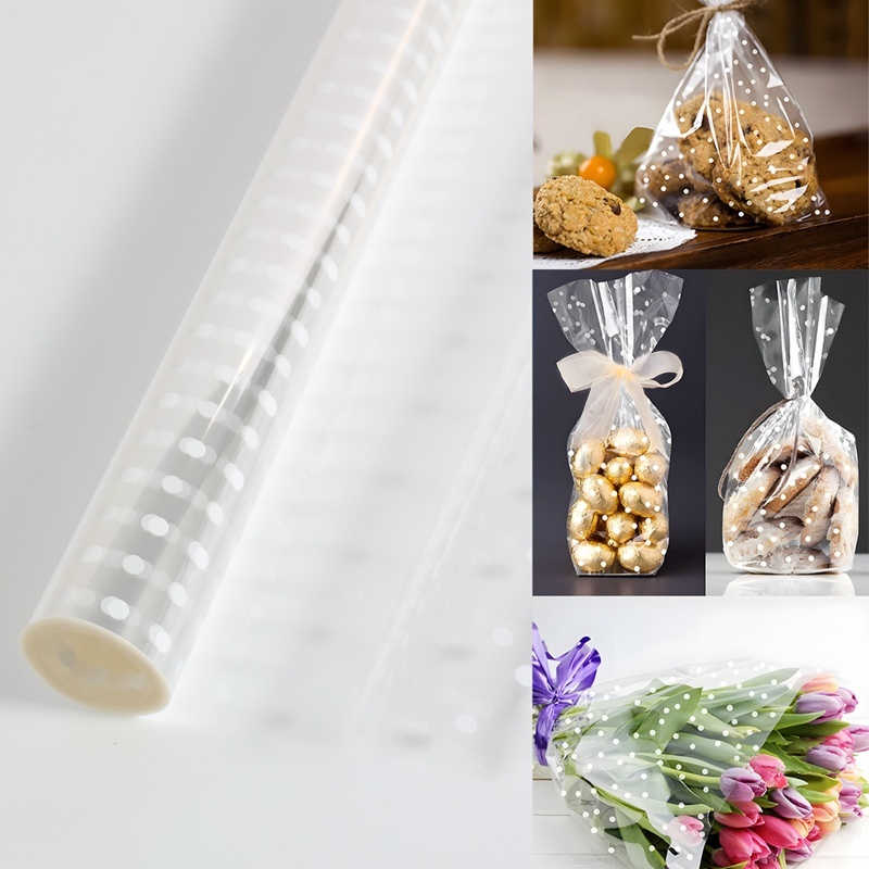 10/20M Transparent Cellophane Wrap Roll White Dot Cellophane Roll Gift ...