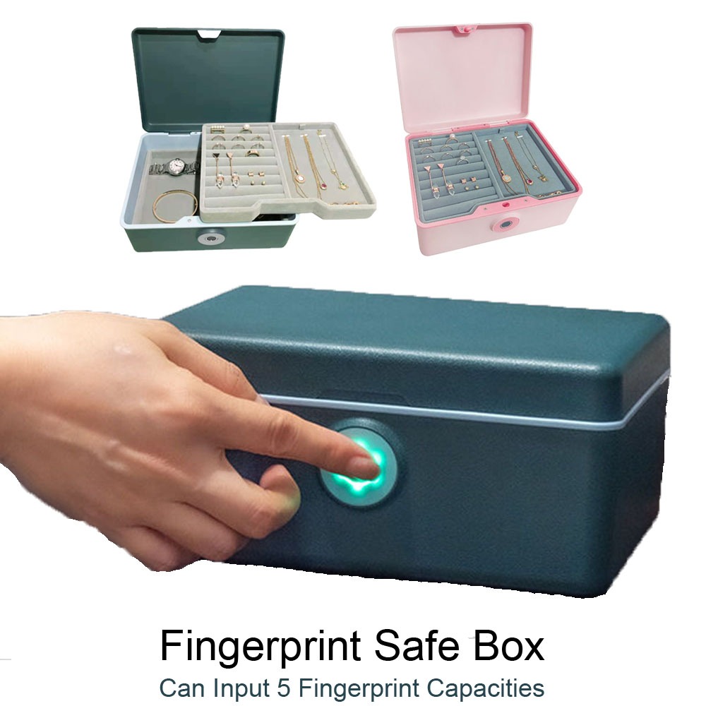 Biometric Fingerprint Safe Box Mini Safe Money Cash Jewelry Security ...