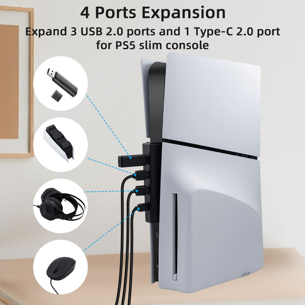 DOBE 4 Ports USB Hub for PS5 Slim Disc/Digital Edition Console (NOT for ...