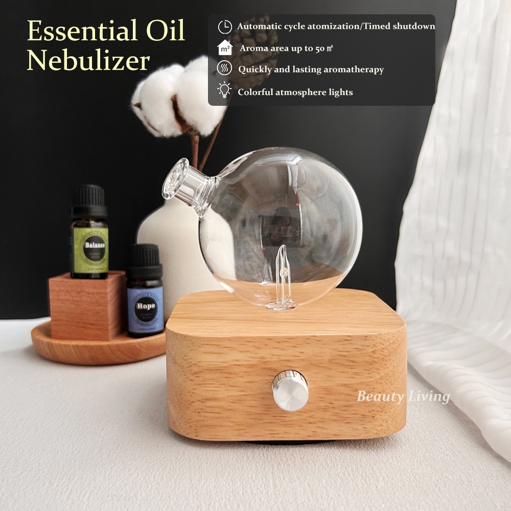 Wooden Essential Oil Nebulizing Diffuser Aromatherapy for Home Office ...