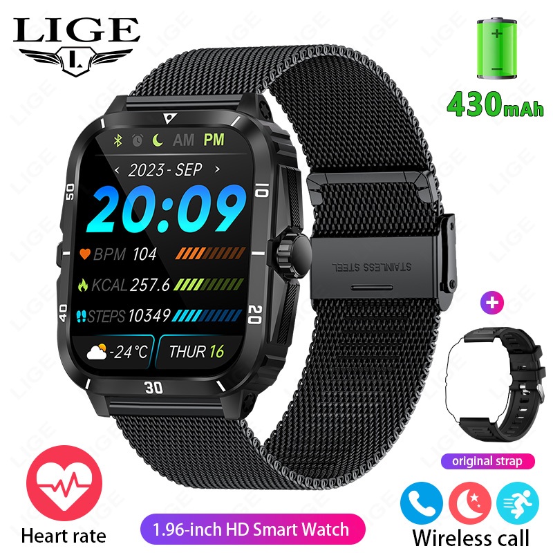 LIGE Original Smart Watch For Men Full Touch HD Screen 600mAh Large ...