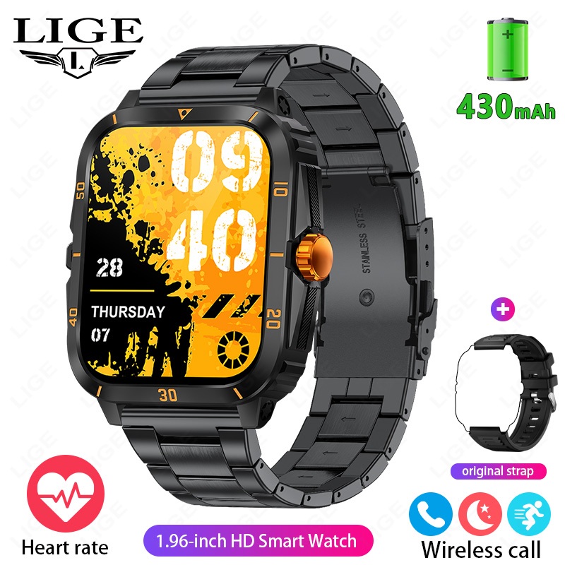 LIGE Original Smart Watch For Men Full Touch HD Screen 600mAh Large ...