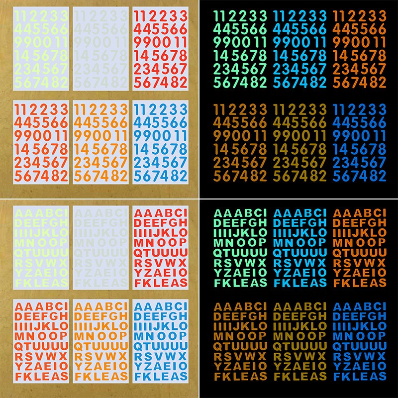 Numbers Letters Luminous Stickers Car Parking Plate Name Alphabet Phone ...