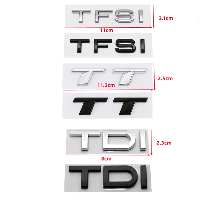3D ABS Black TFSI Logo TDI TT Car Trunk Emblem Badge For Audi A3 A4 A5 ...