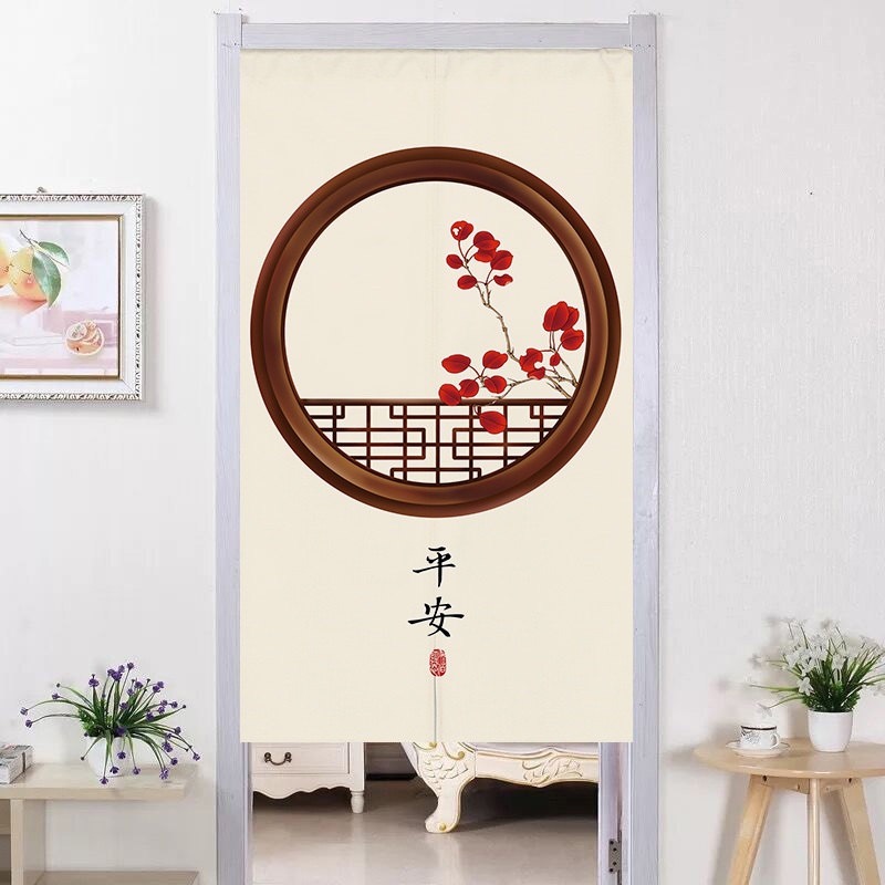 Japanese width 140CM Door Curtain with rod Set Hanging Half divide 120 ...