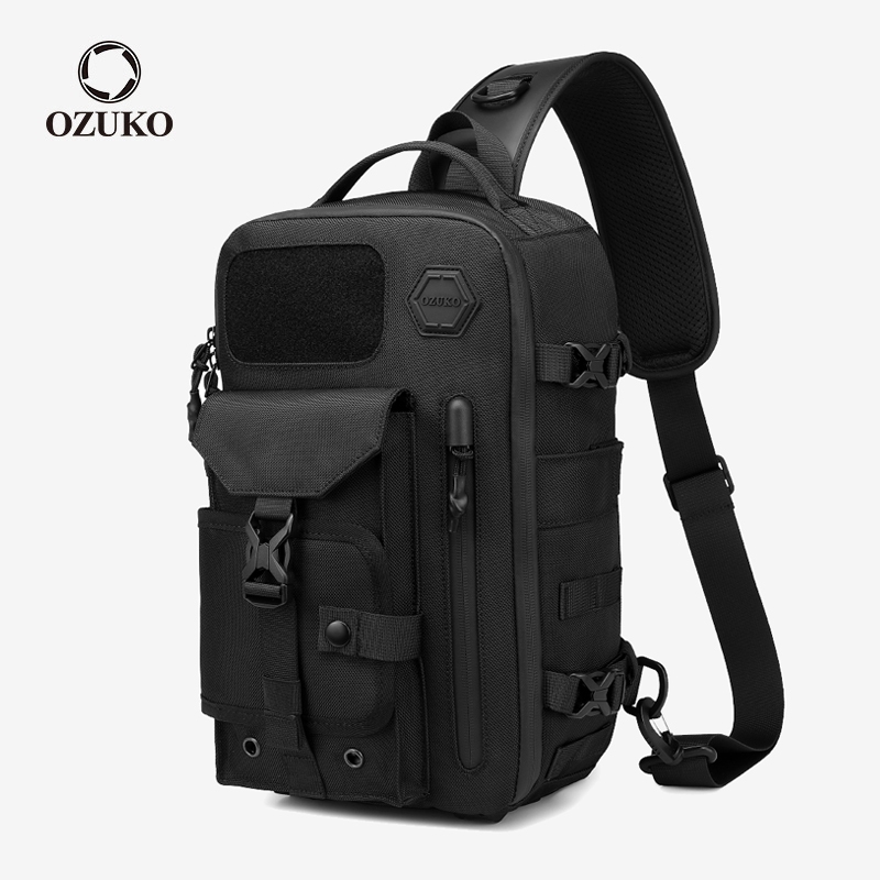 OZUKO Multi Pockets Men Chest Bag Outdoor Waterproof Large Capacity ...