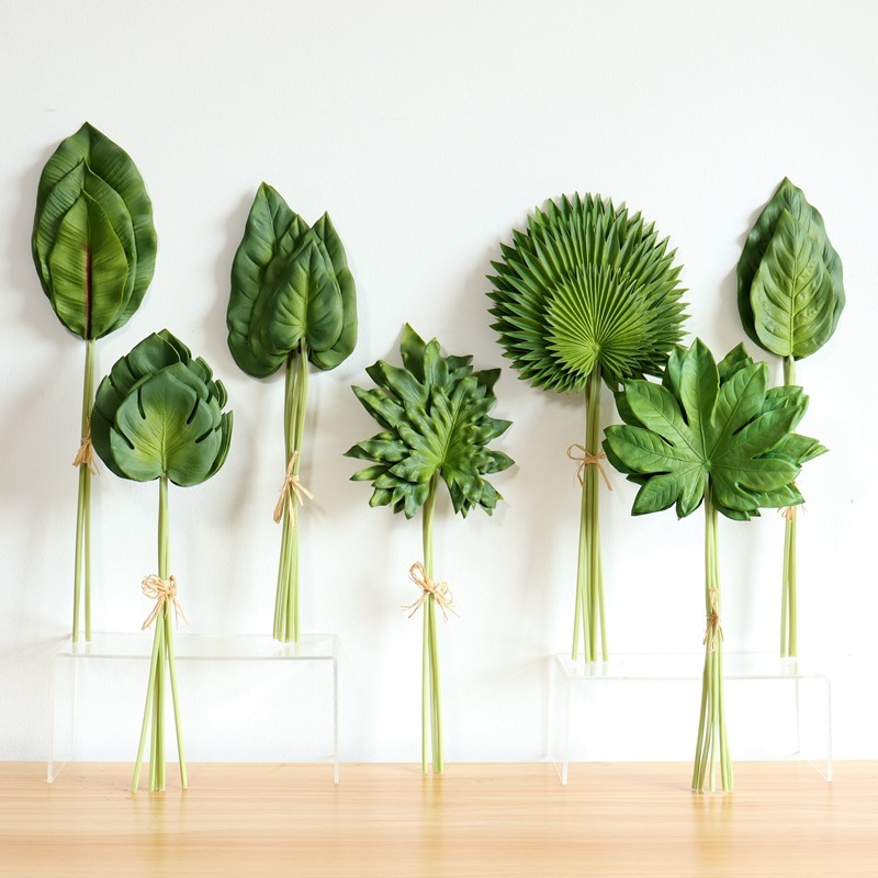 PU Simulation Turtle Leaf Fake Green Plant Home Bundle Palm Leaf ...