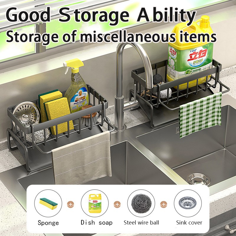 【SG Stock】Kitchen Rack 304 Stainless Sink Storage Rack Drainage 360 ...