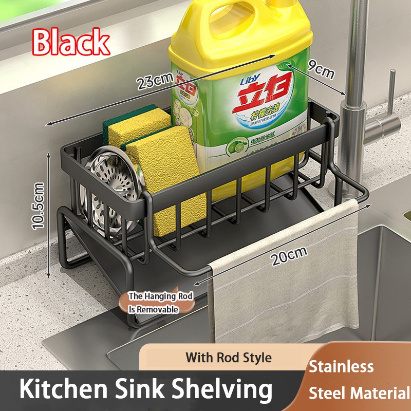 【SG Stock】Kitchen Rack 304 Stainless Sink Storage Rack Drainage 360 ...