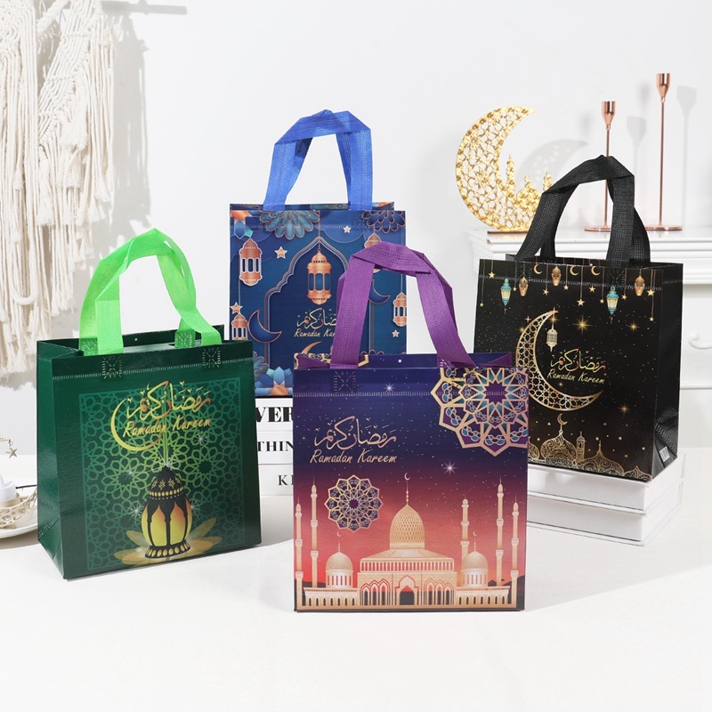 4pcs Ramadan MUBARAK Nonwovens Bag Moon Castle Bags Eid Handbag Eid ...