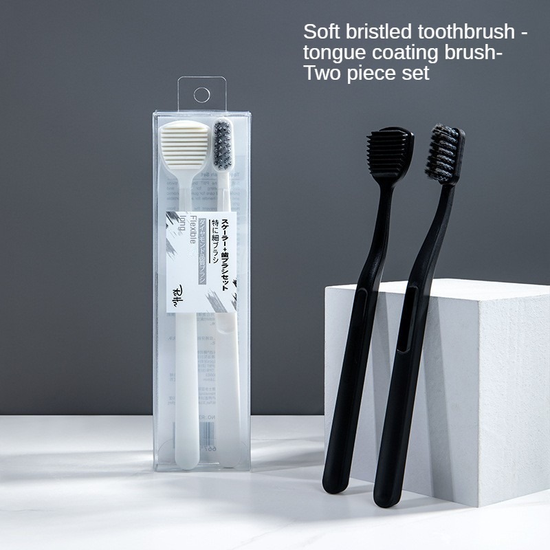 New Tongue Scraper and Couple Toothbrush Adult Black and White Spiral ...