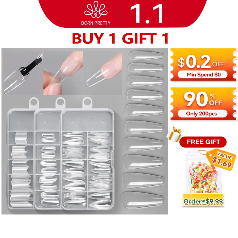 100pcs False Nail Tips Fake Nails Coffin Gel Nails Extension System ...