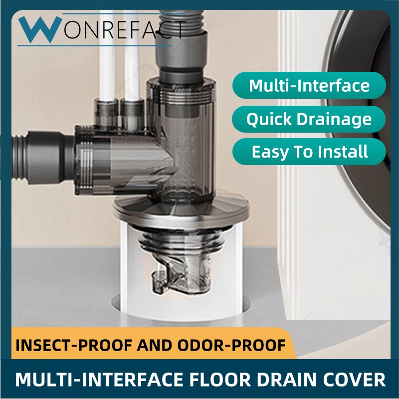Bathroom Washing Machine Drain Connector Triple Drain Floor Cover Odor ...