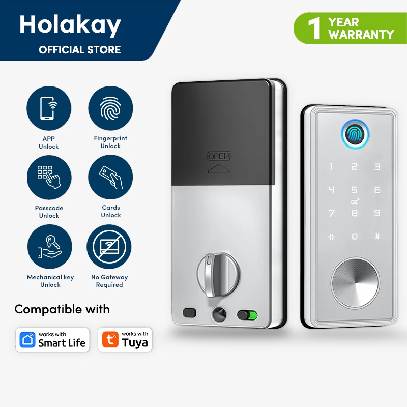 Smart Deadbolt Locks Entry Front Door Tuya App Wifi Keyless Fingerprint ...
