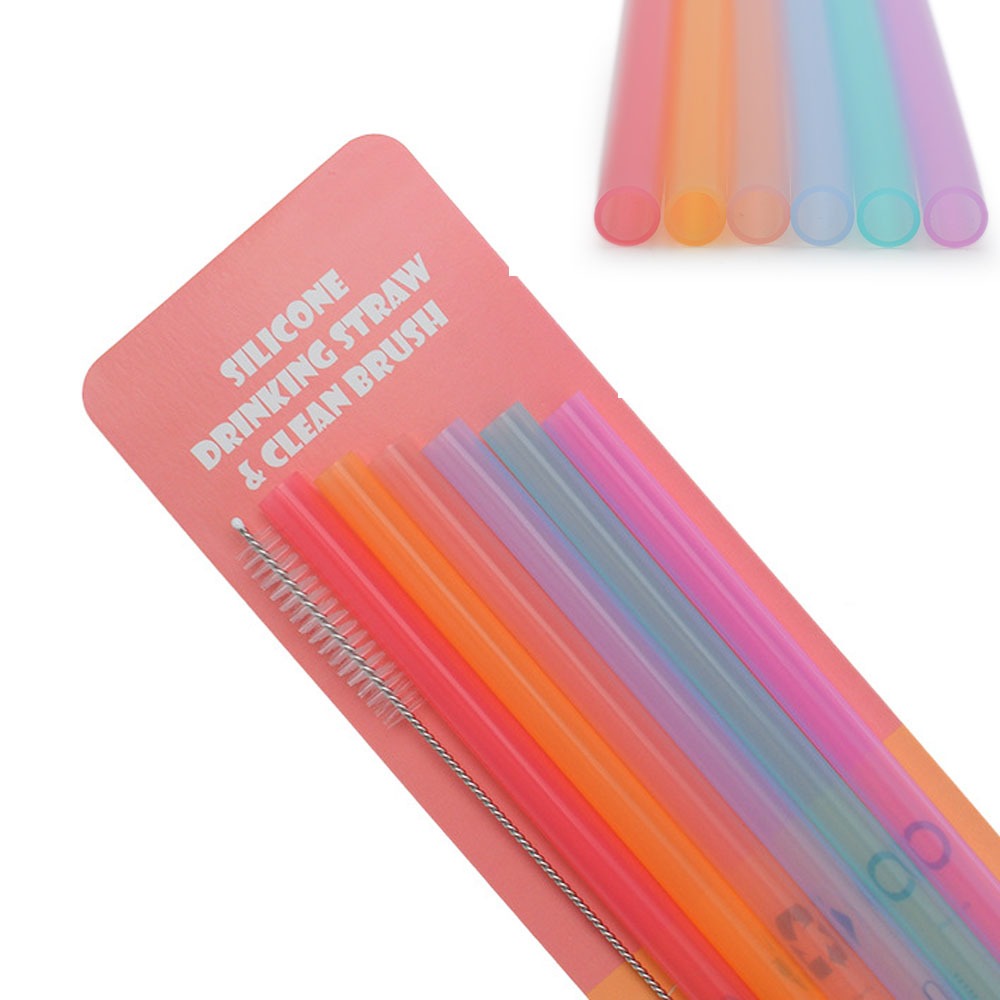 6pcs Reusable Silicone Straws Extra Long Flexible Replacement Straws ...