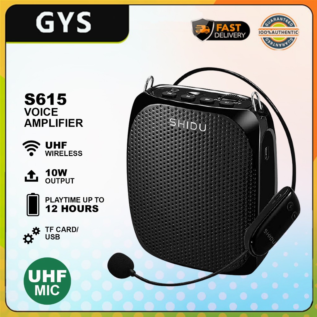 SHIDU S615 UHF Wireless Voice Amplifier Portable Mini Audio Loudspeaker for Teaching Conference ...