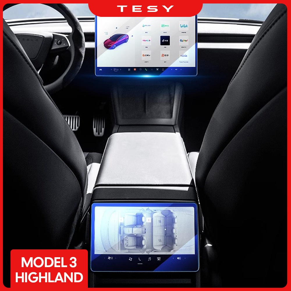 for New Tesla Model 3 Y Highland 2024 Tempered Glass Film Protector ...